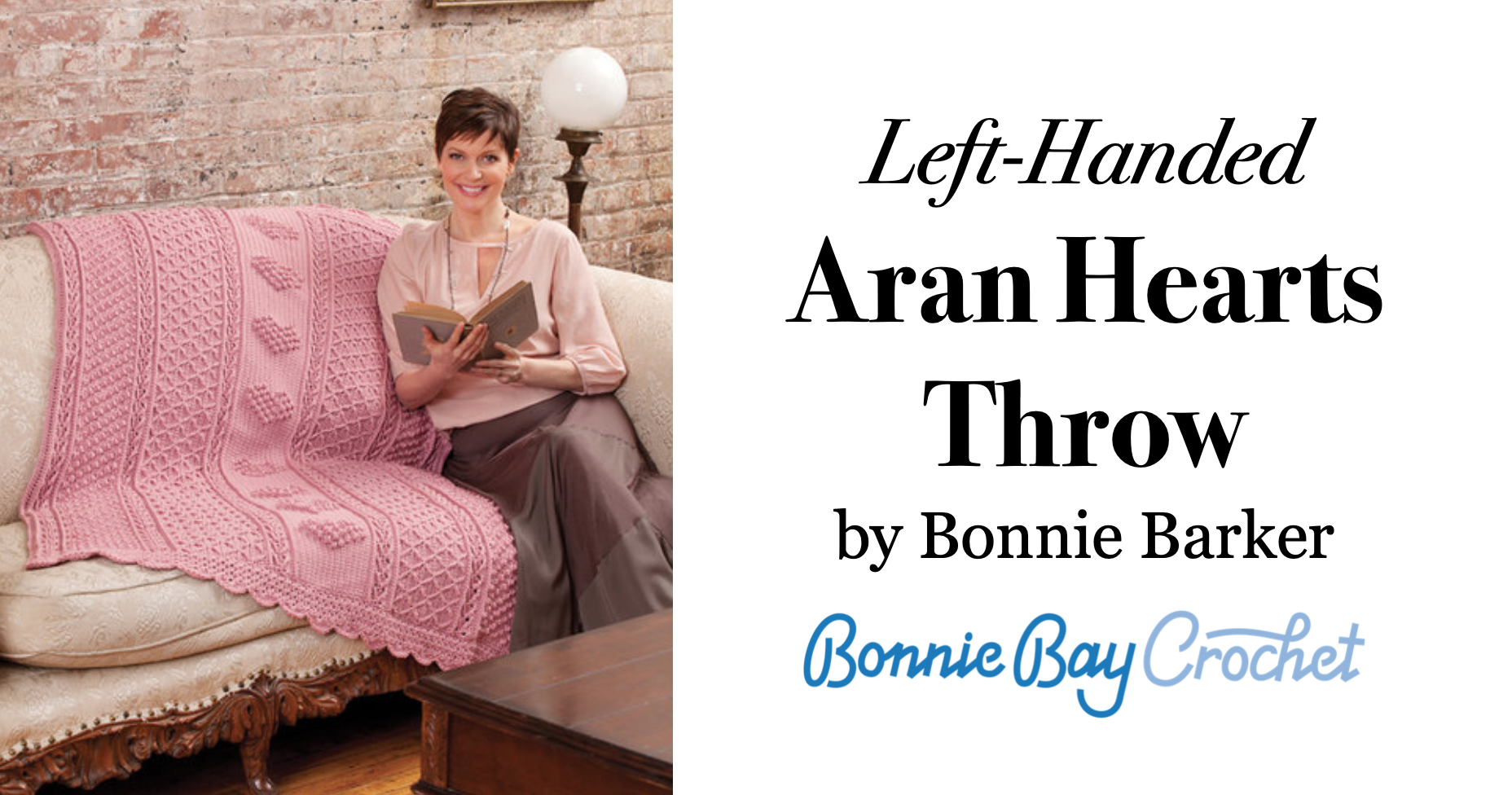 Left-Handed Aran Hearts Throw - Bonnie Bay Crochet