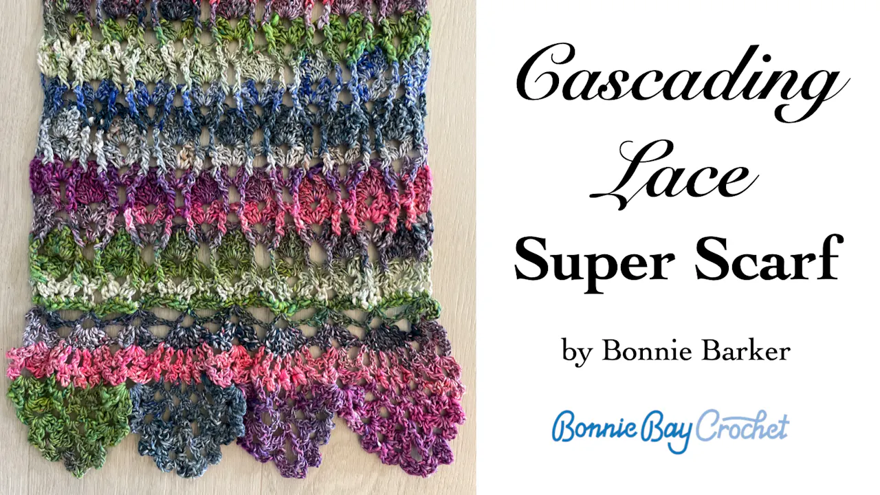 Cascading Lace Super Scarf - Bonnie Bay Crochet