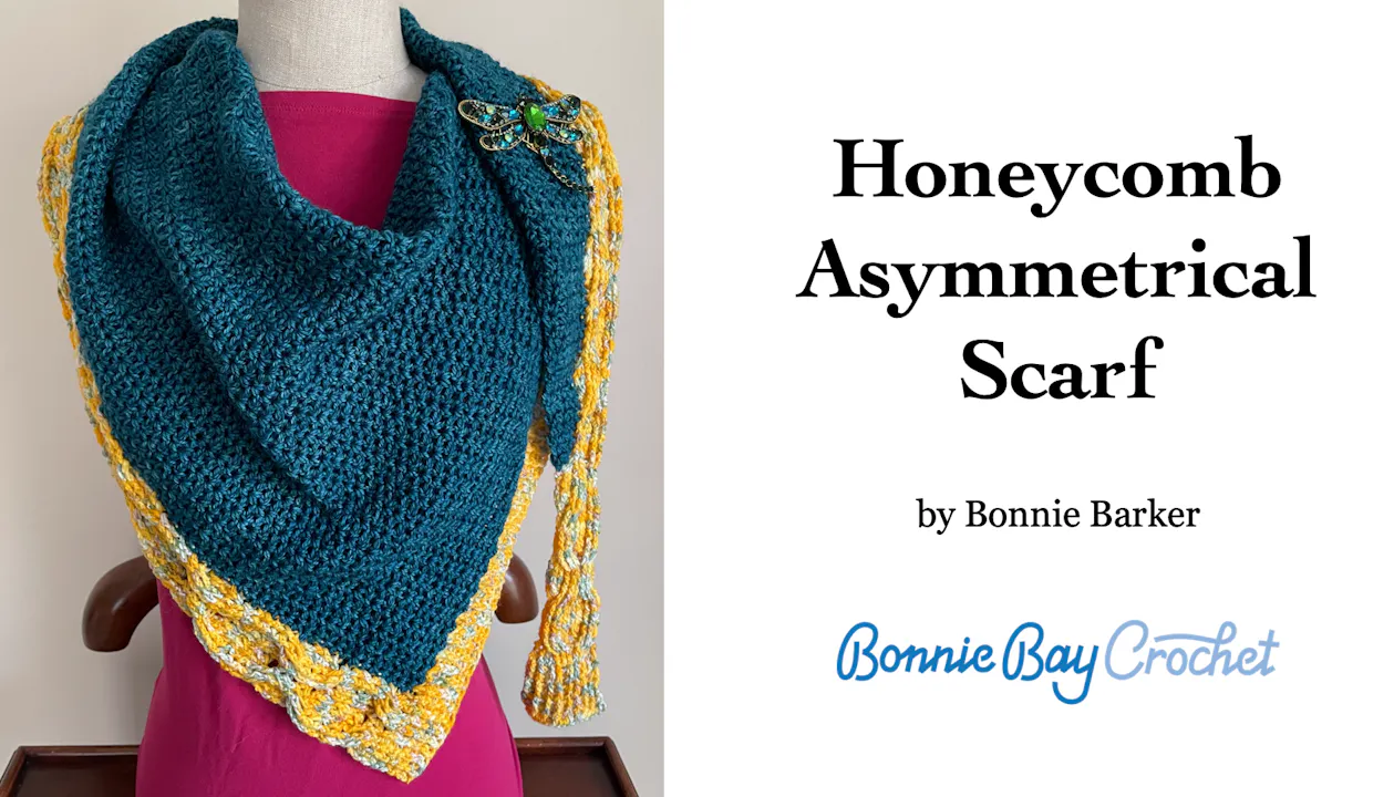 Honeycomb Asymmetrical Scarf - Bonnie Bay Crochet