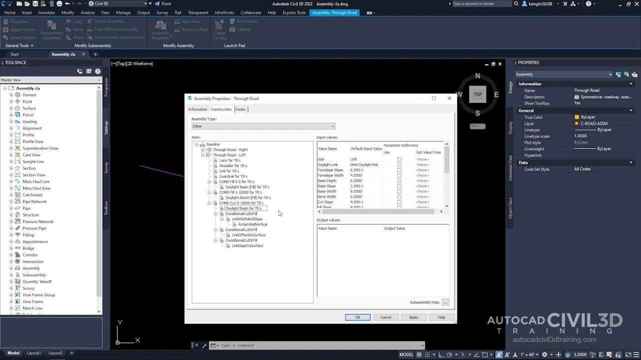 06 Adjusting Conditional Subassembly Properties - CIVIL3D.TV
