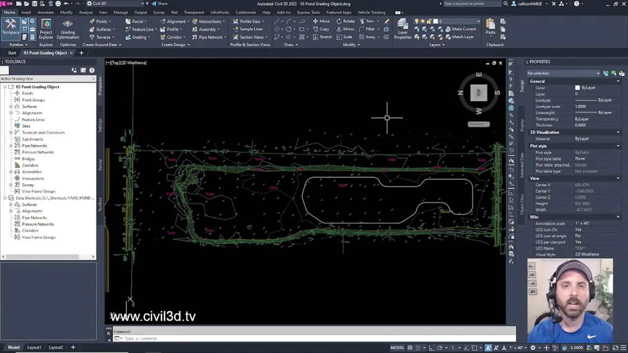03 Creating A Pond Grading Object Civil3d Tv