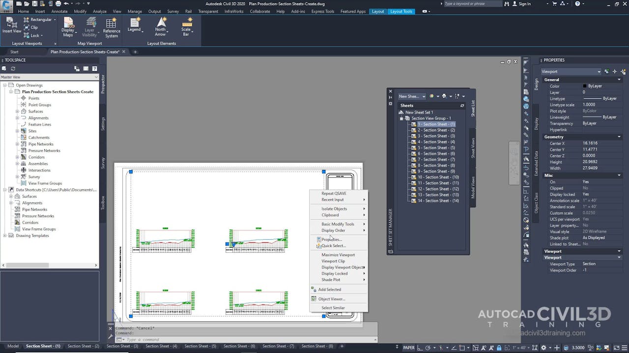 04 Creating Section Sheets - CIVIL3D.TV