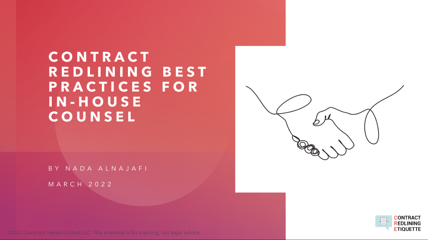 Redlining Best Practices for In-House Counsel - Contract Nerds United LLC