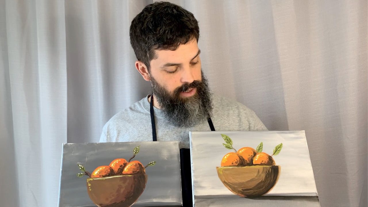 Bowl of Oranges - Acrylics Paints - Art with JD - Delight Station