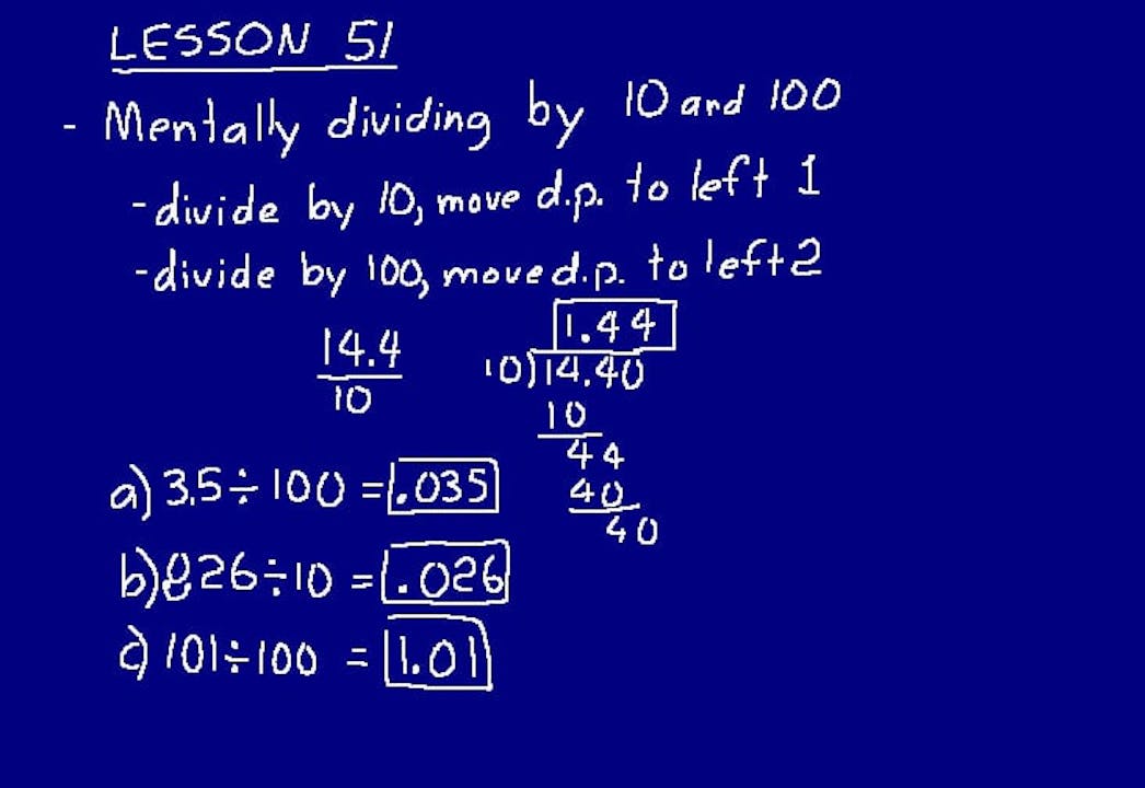 Lesson 51 DIVE 7/6, 3rd Edition - DIVE into Math and Science