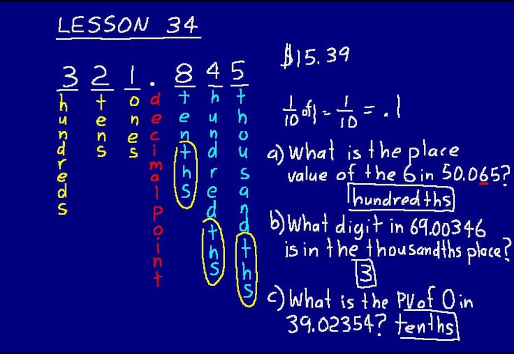 Lesson 34 DIVE 7/6, 3rd Edition - DIVE into Math and Science