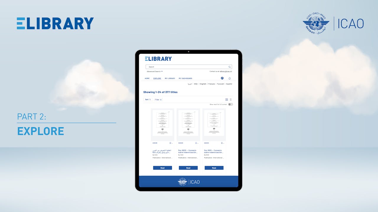 How to find publications on eLibrary: Explore - ICAO TV