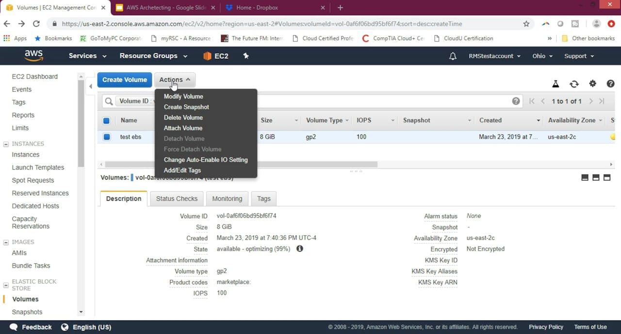 How to create, attach, detach and modify an EBS volume - IT Job Hacks by RMS Technology Consulting