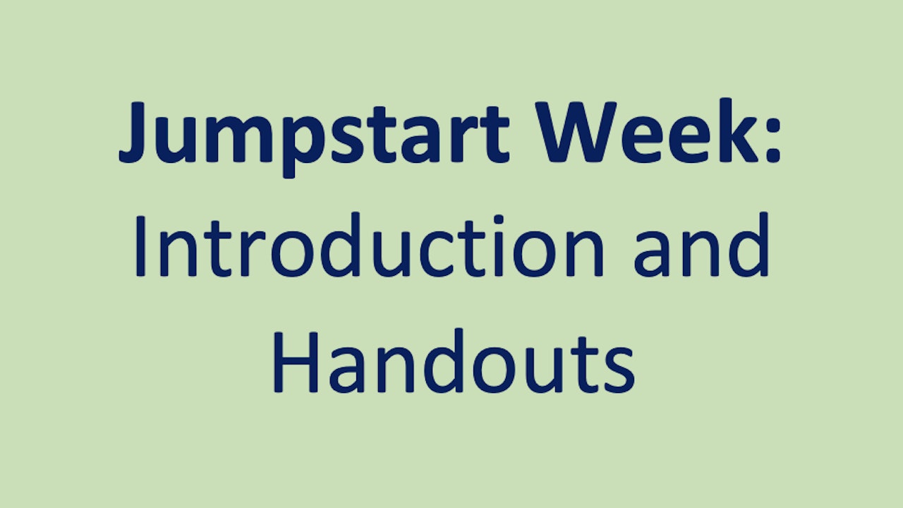 Jumpstart Introduction And Handouts Jones Mindful Living