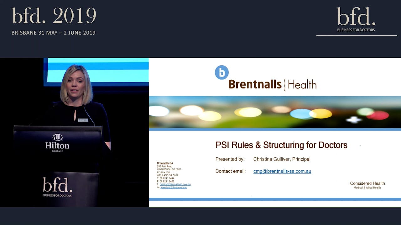 PSI Rules, Structuring & Service Entities for Doctors Christina ...