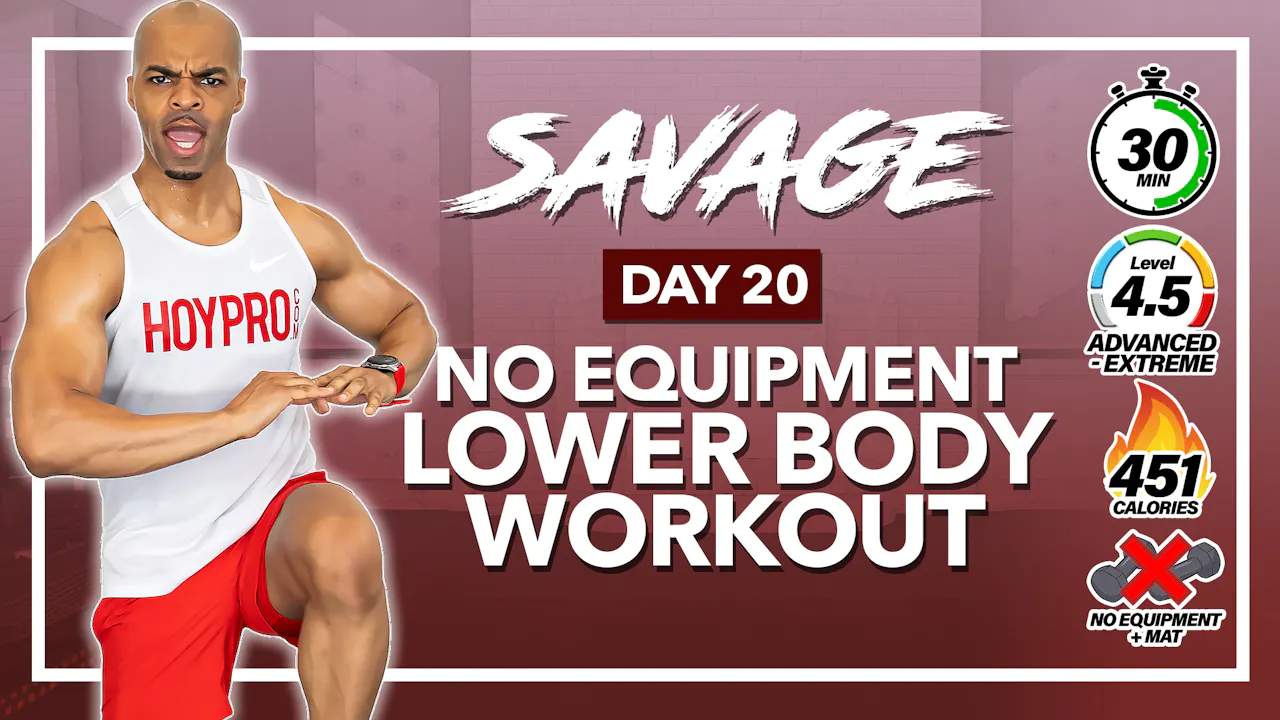30 Minute No Equipment Lower Body Pump Workout - SAVAGE #20 - No Music ...