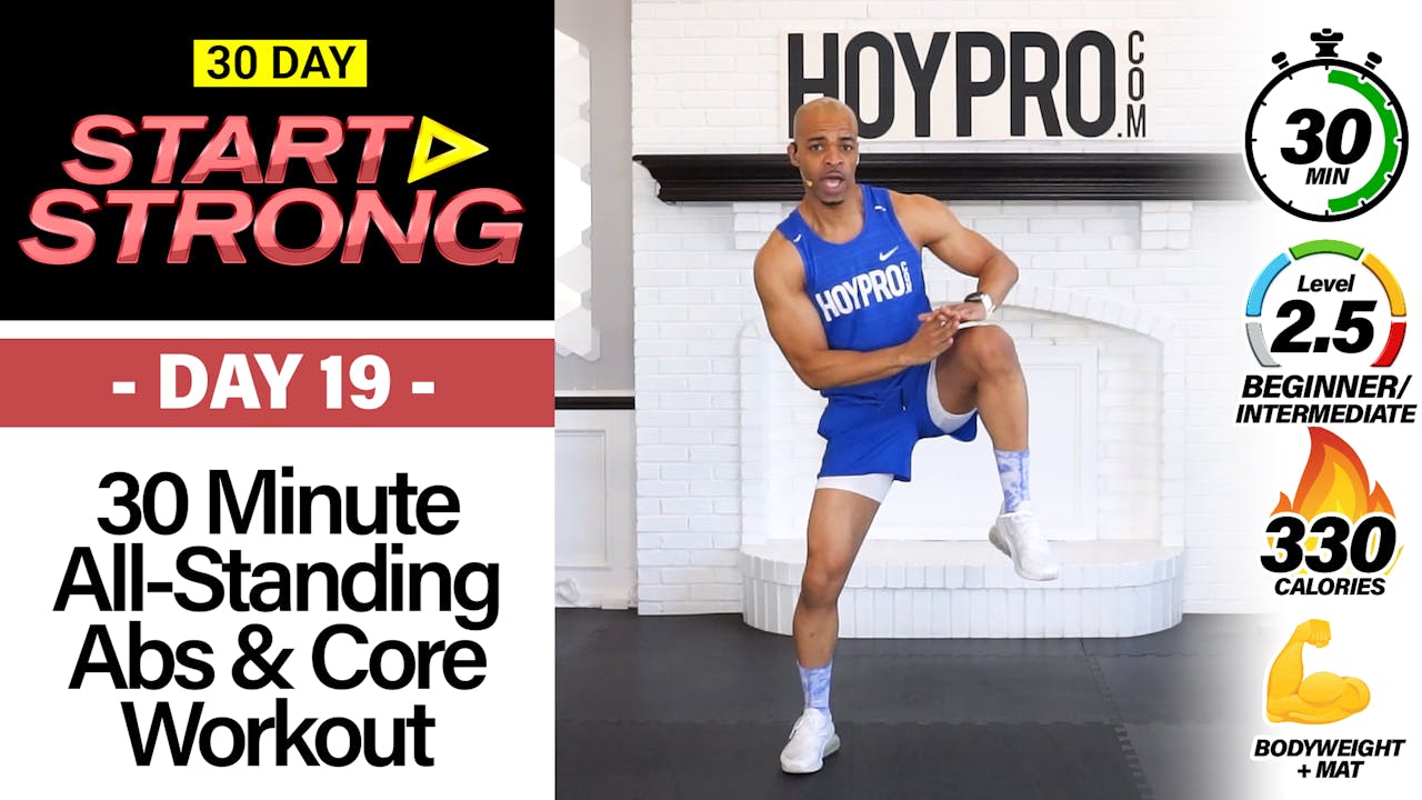 30 Min Beginner All-Standing Abs & Core Workout - START STRONG #19 ...