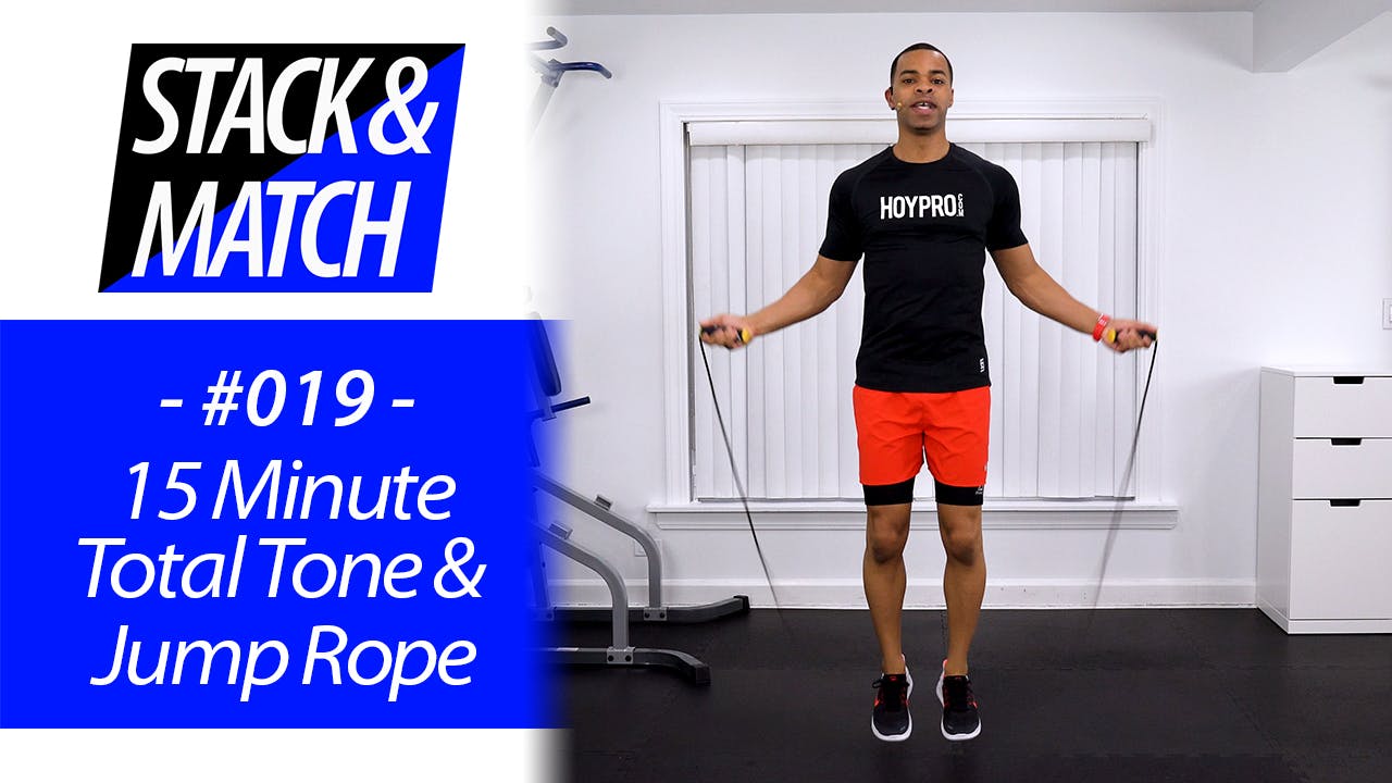 15 Minute Total Body Tone & Jump Rope Workout - Stack & Match #019 ...