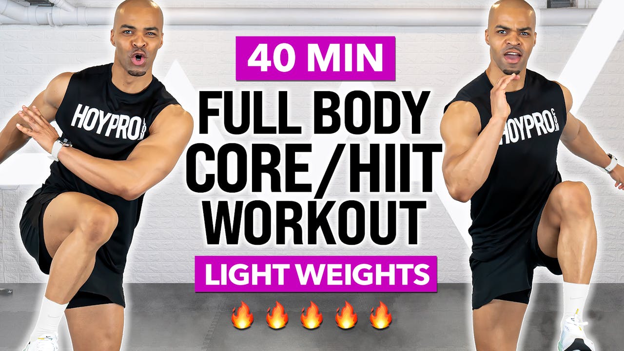 40 Minute Full Body Core Focus HIIT Workout (Light Weights ...