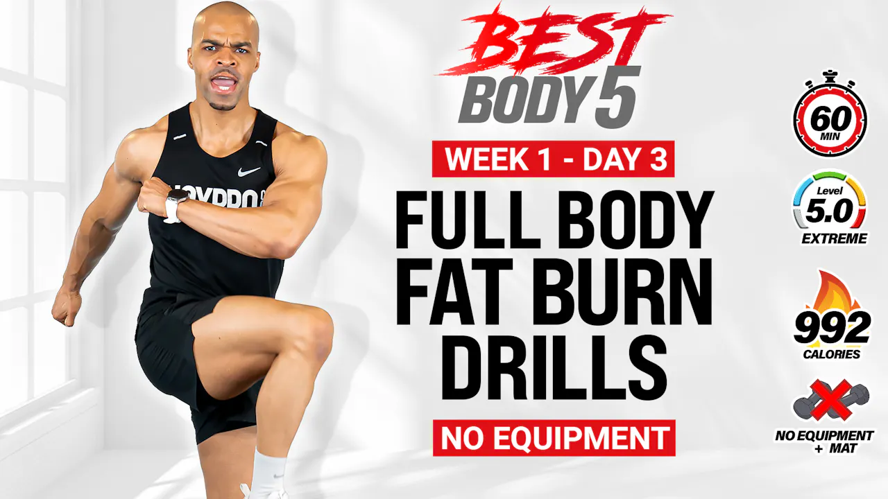 60 Minute INTENSE Total Body Fat Burning Drills - BB5 W1: Day 3 ...