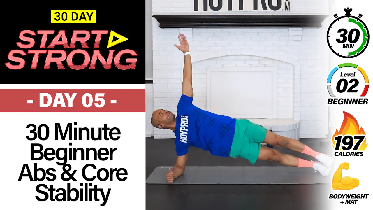 30 Min Beginner Abs & Core Stability Training - START STRONG #05 ...