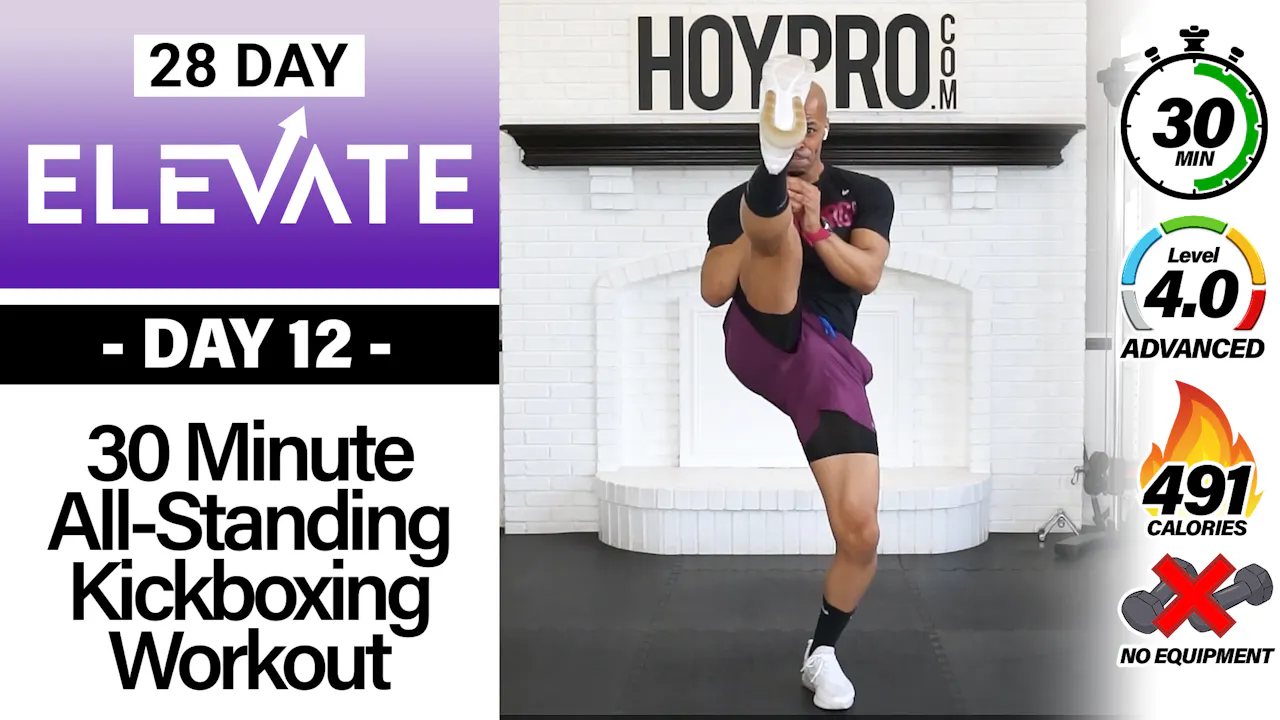 30 Minute All Standing Kickboxing HIIT Workout - ELEVATE #12 ...