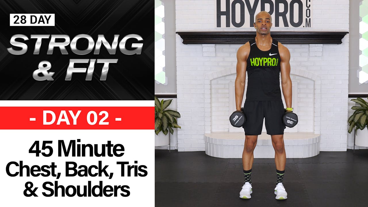 45 Minute Chest, Back, Shoulders & Tris Workout - STRONGAF #02 ...