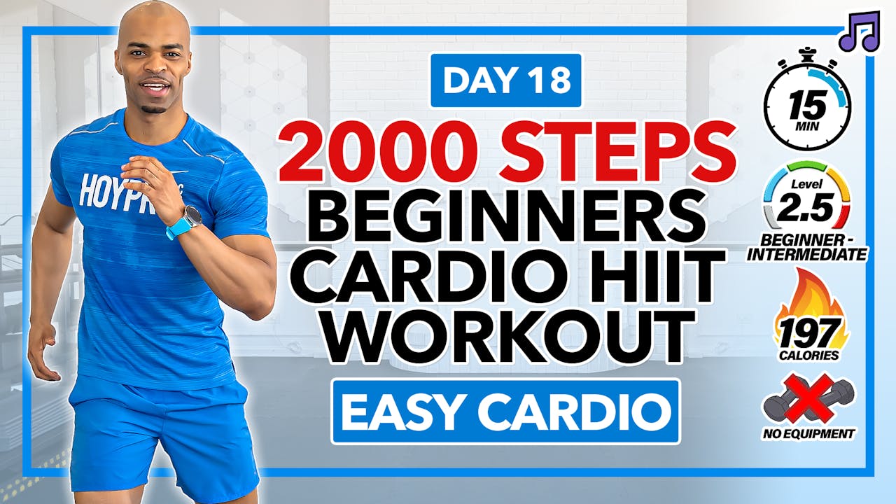15 Minute Easy Cardio HIIT Workout for Beginners - 2000 Steps #18 (Music) - Millionaire Hoy Pro