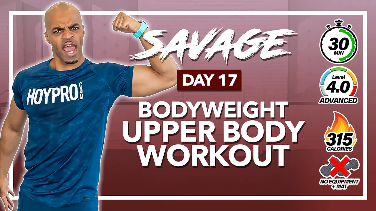 30 Minute No Equipment Upper Body Pump Workout - SAVAGE #17 - No Music ...
