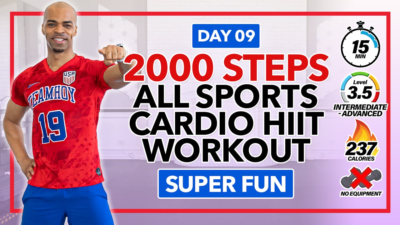 15 Minute Sports Themed Pure Cardio Workout - 2000 Steps #09 ...