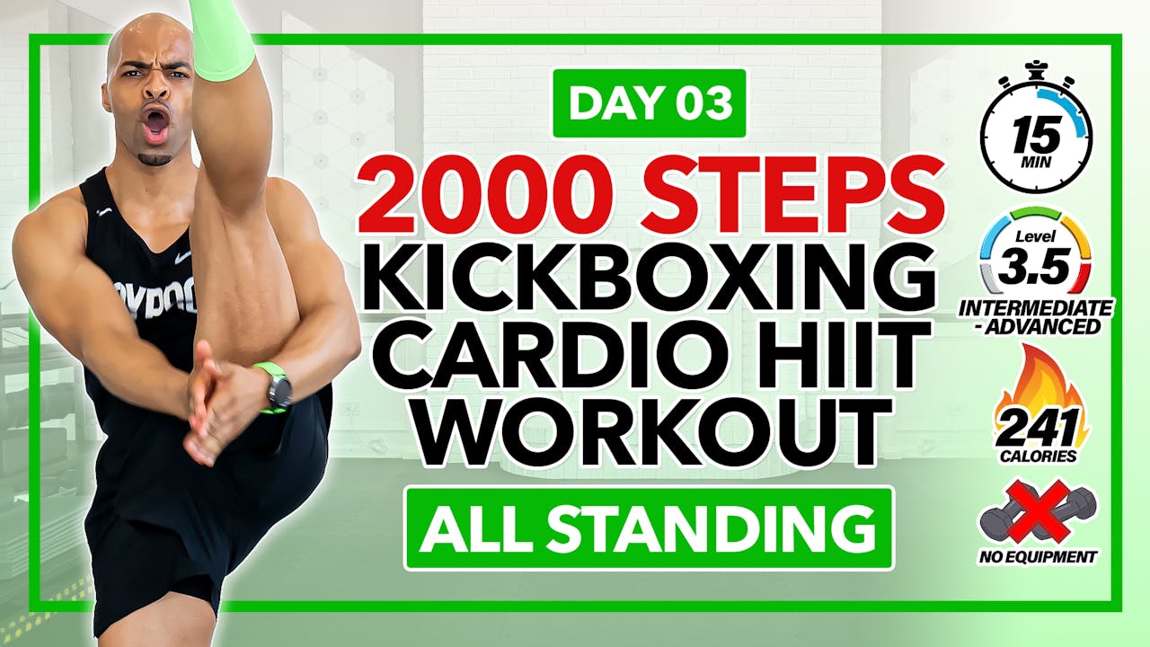 15 Minute Kickboxing & Step Cardio Workout - 2000 Steps #03 - Millionaire Hoy Pro
