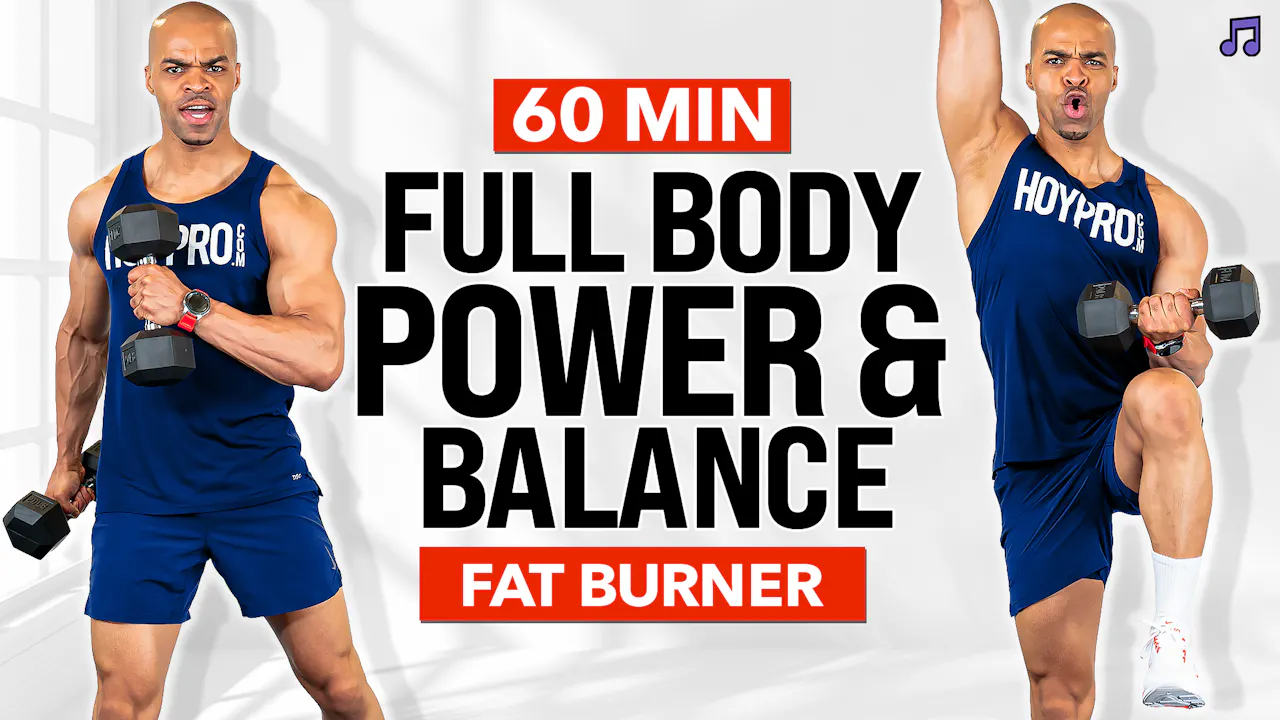 60 Minute Full Body Power & Balance METCON Workout (Music ...