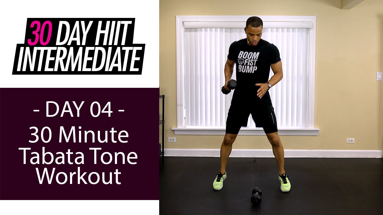 30 Minute Tabata Tone Dumbbell Workout - Intermediate #04 - 30 Day ...