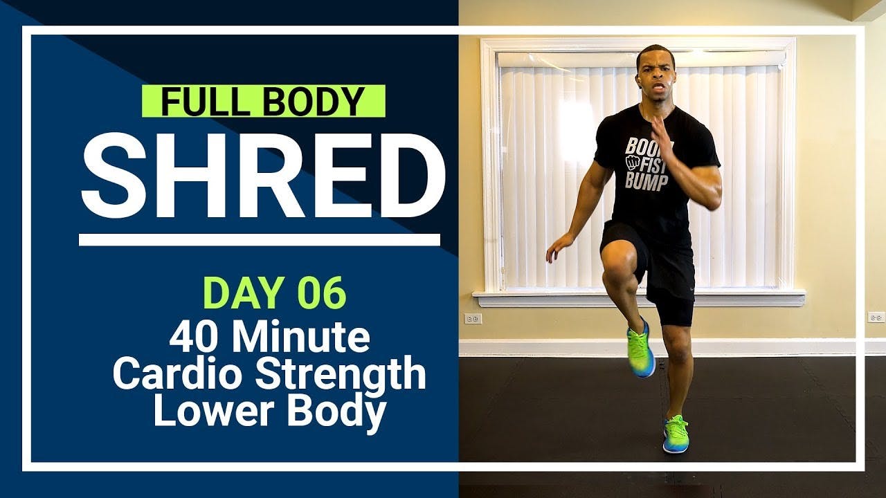 FBShred #06 - 40 Minute Stacked Lower Body Cardio & Strength Workout ...
