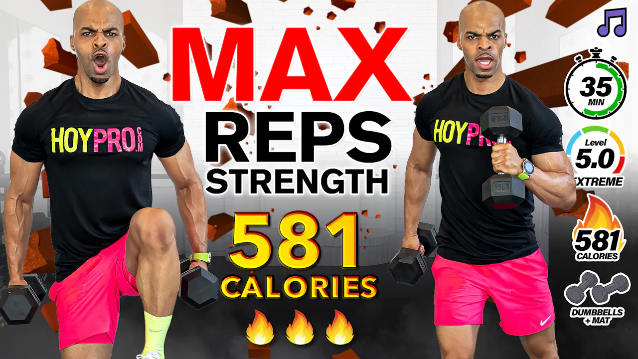 35 Minute MAX REPS Dumbbell Strength Workout (Music) - Millionaire Hoy Pro