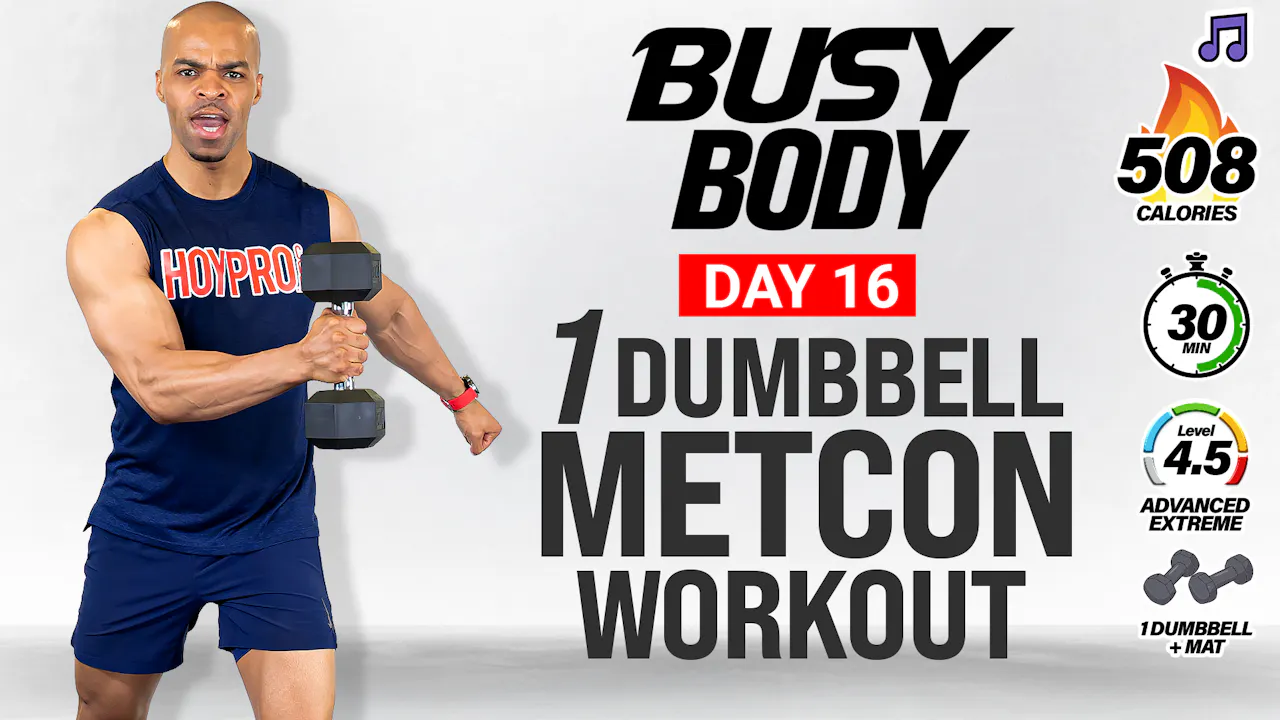 30 Minute One Dumbbell Full Body Power Workout - BUSY BODY #16 (Music ...