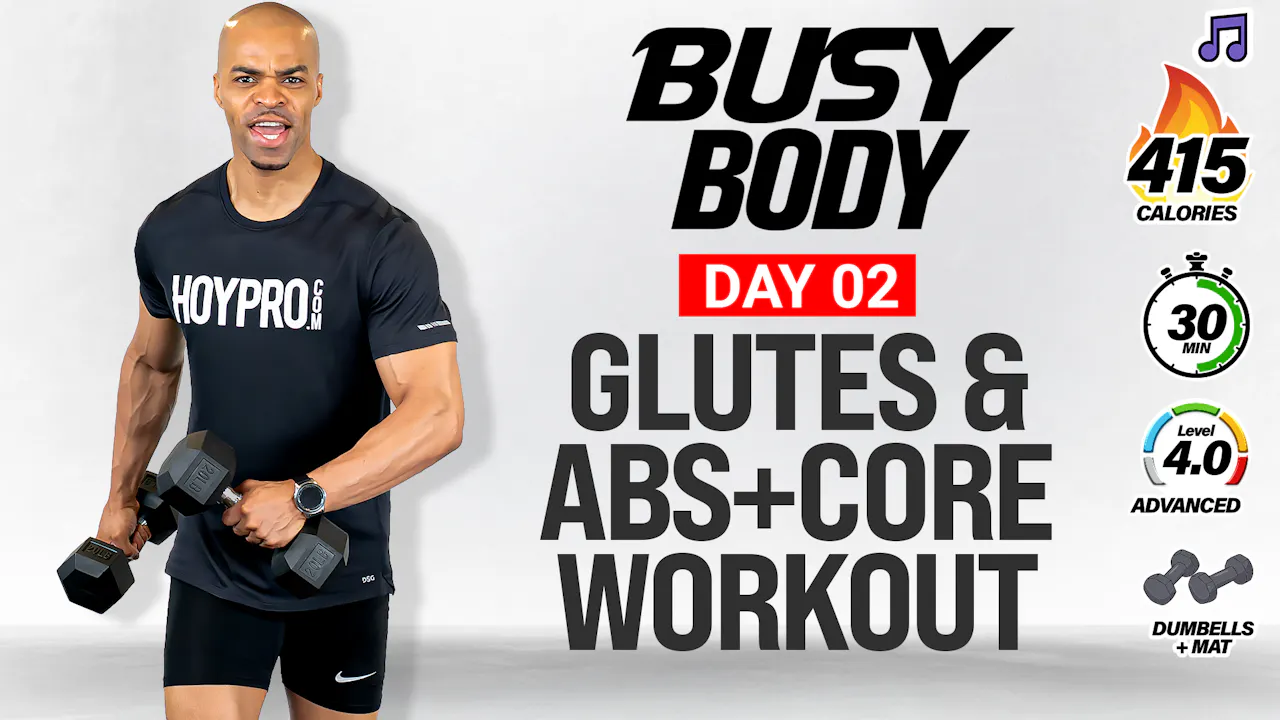 30 Minute Glutes & Abs Lower Body Workout - BUSY BODY #02 (Music ...
