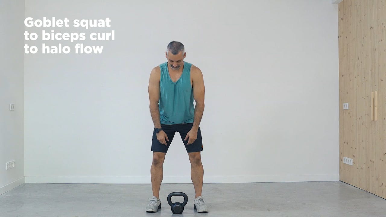 CORE | Goblet squat to biceps curl to halo flow - Fit by Mood