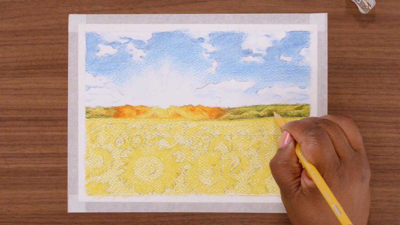 3. Midtones & Shading - Landscape Level 3: Sunflower Field Drawing Art ...