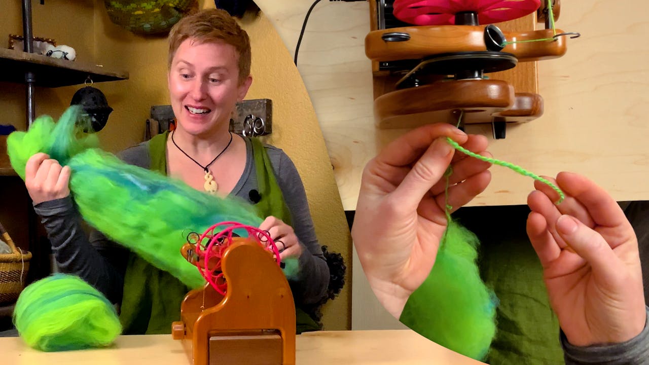 S1E5.6 - Make a Yarn (MAY) using a short backwards draft and a carded ...