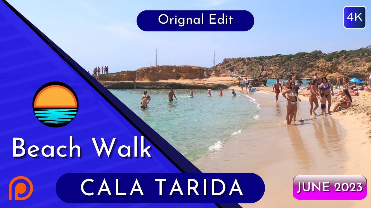 Cala Tarida in June, Beach Walk 4K Patreon - On The Beach Ibiza