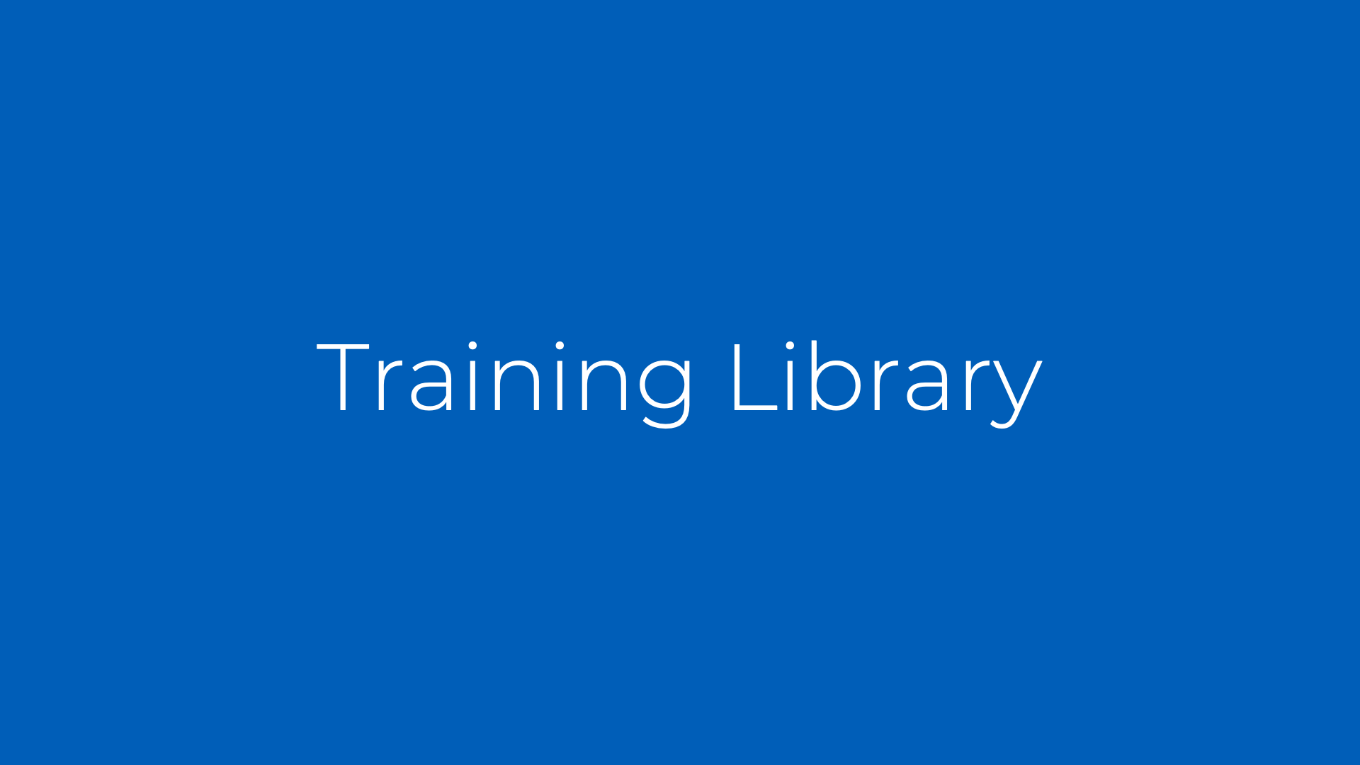 Training Library - PCCA Play