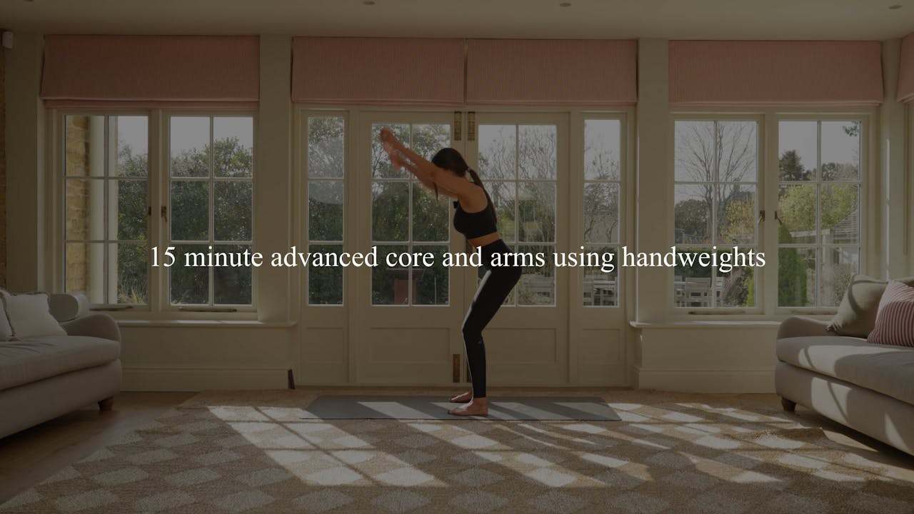 15 minute advanced core & arms using hand weights - Pilates By Bryony