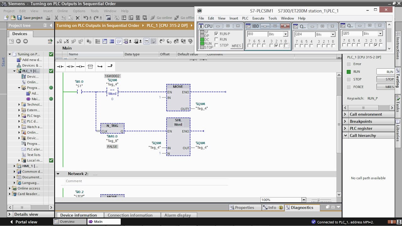 14. Turning on PLC Outputs in Sequential Order using the SHL ...