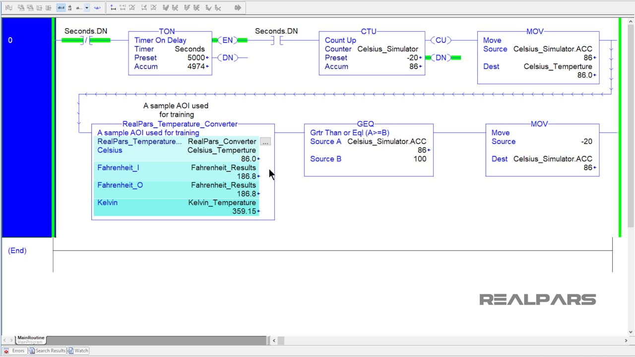 11. AOI PLC Program Online Demonstration - RealPars