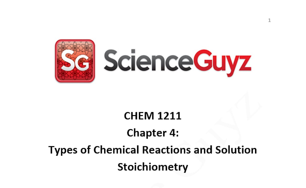 CHEM 1211 Chapter 4: Types of Chemical Rxns Workshop Video Spring 2023 ...