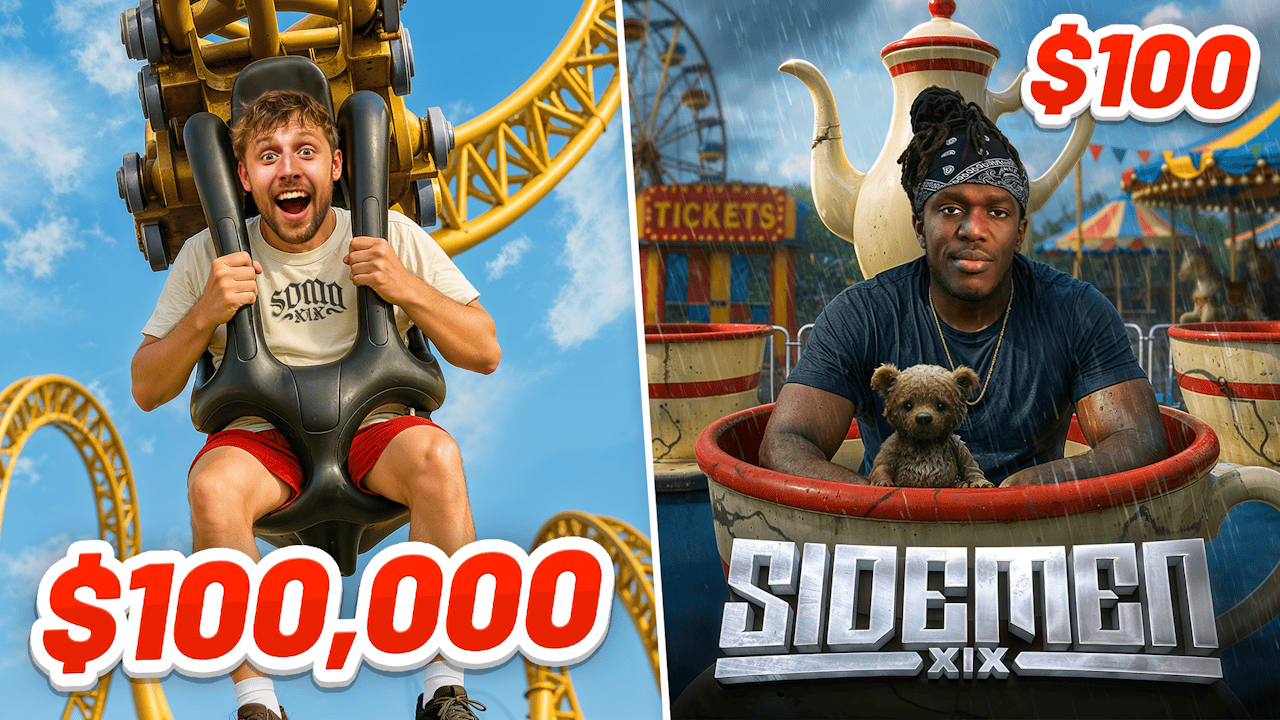 Sidemen $100,000 vs $100 Theme Park (Europe Edition) - 2025 - Side+