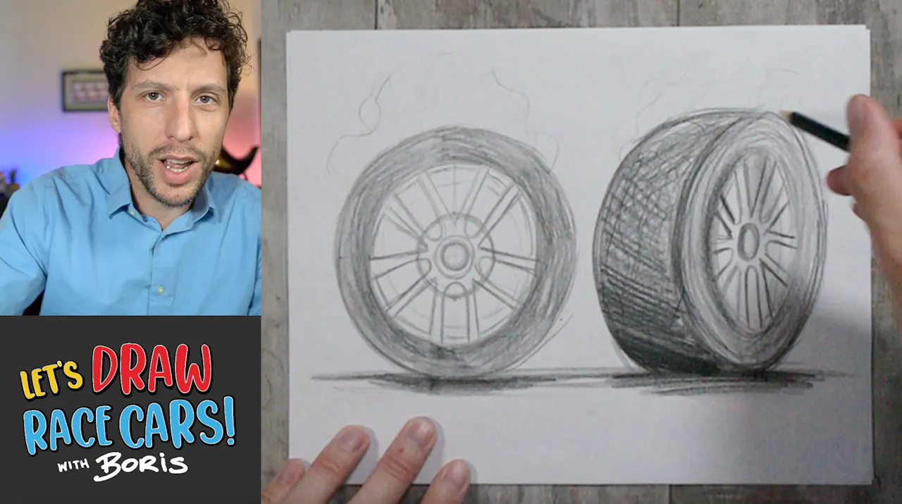 Let's Draw Race Cars! w/ Boris - Wheels & Tires - Ep.6 - Let's Draw ...