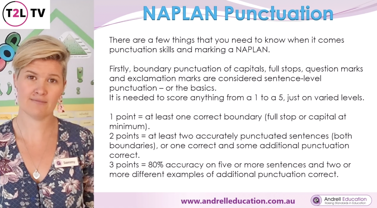 Punctuation and Spelling - Tips for NAPLAN - T2L TV