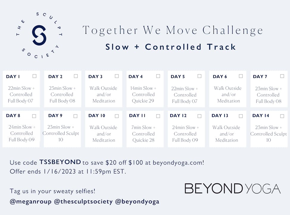 Slow + Controlled Calendar-Together We Move Challenge with Beyond Yoga ...