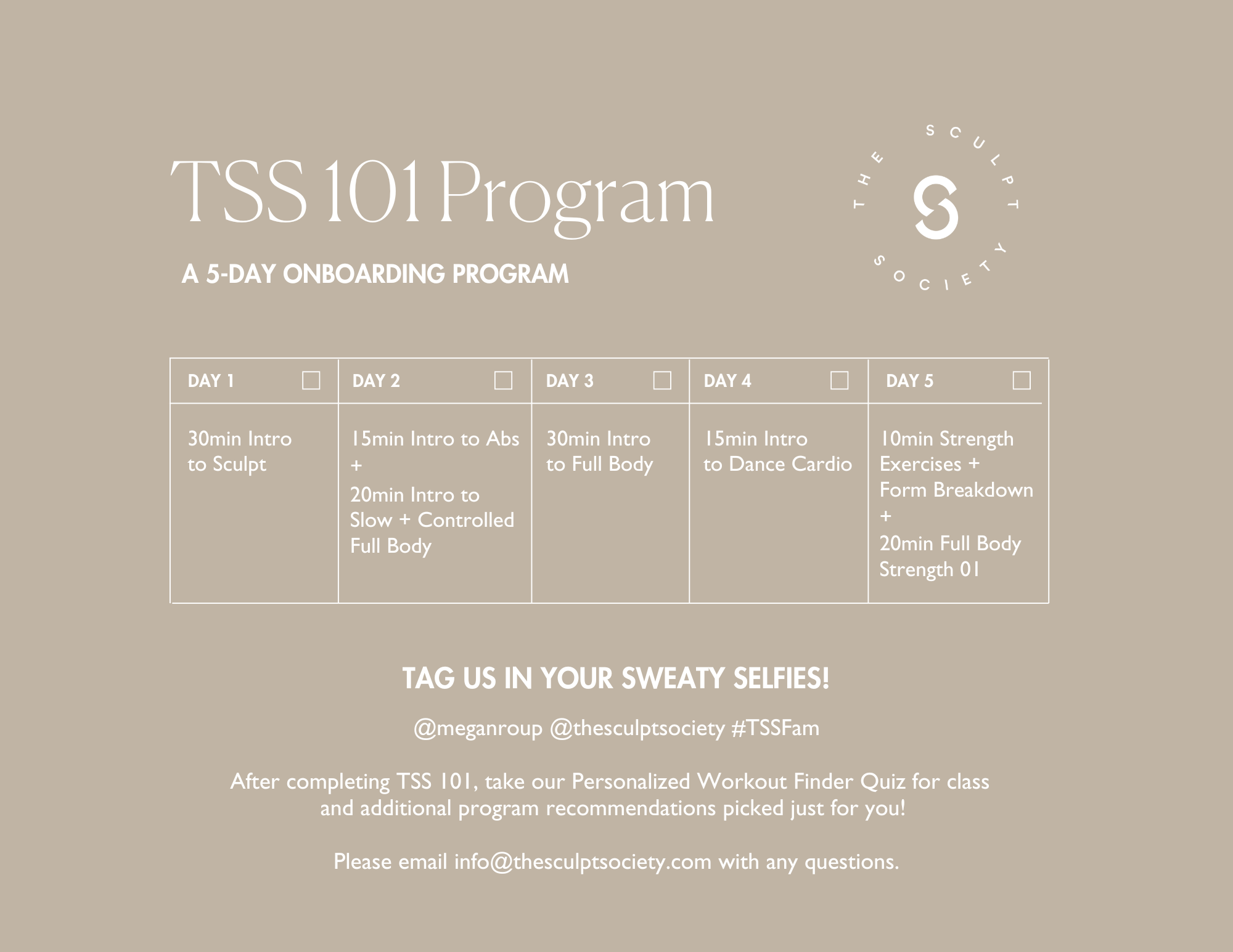 TSS 101 Program - The Sculpt Society