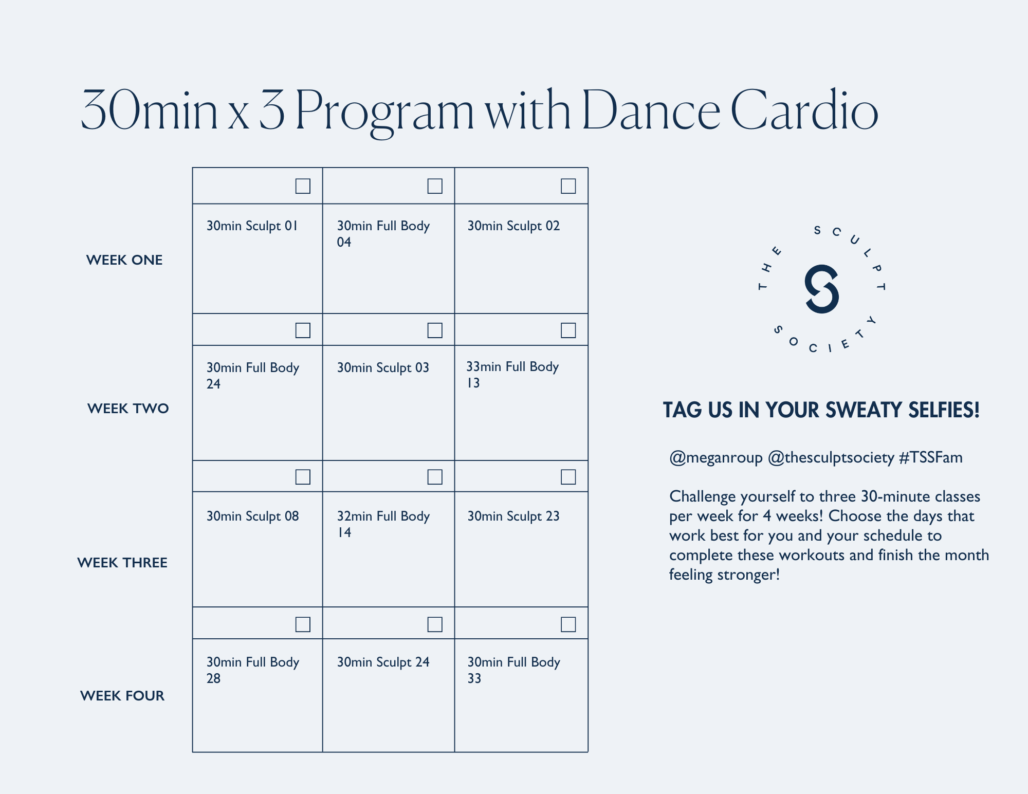 30min x 3 Program with Dance Cardio (Intermediate) - The Sculpt Society