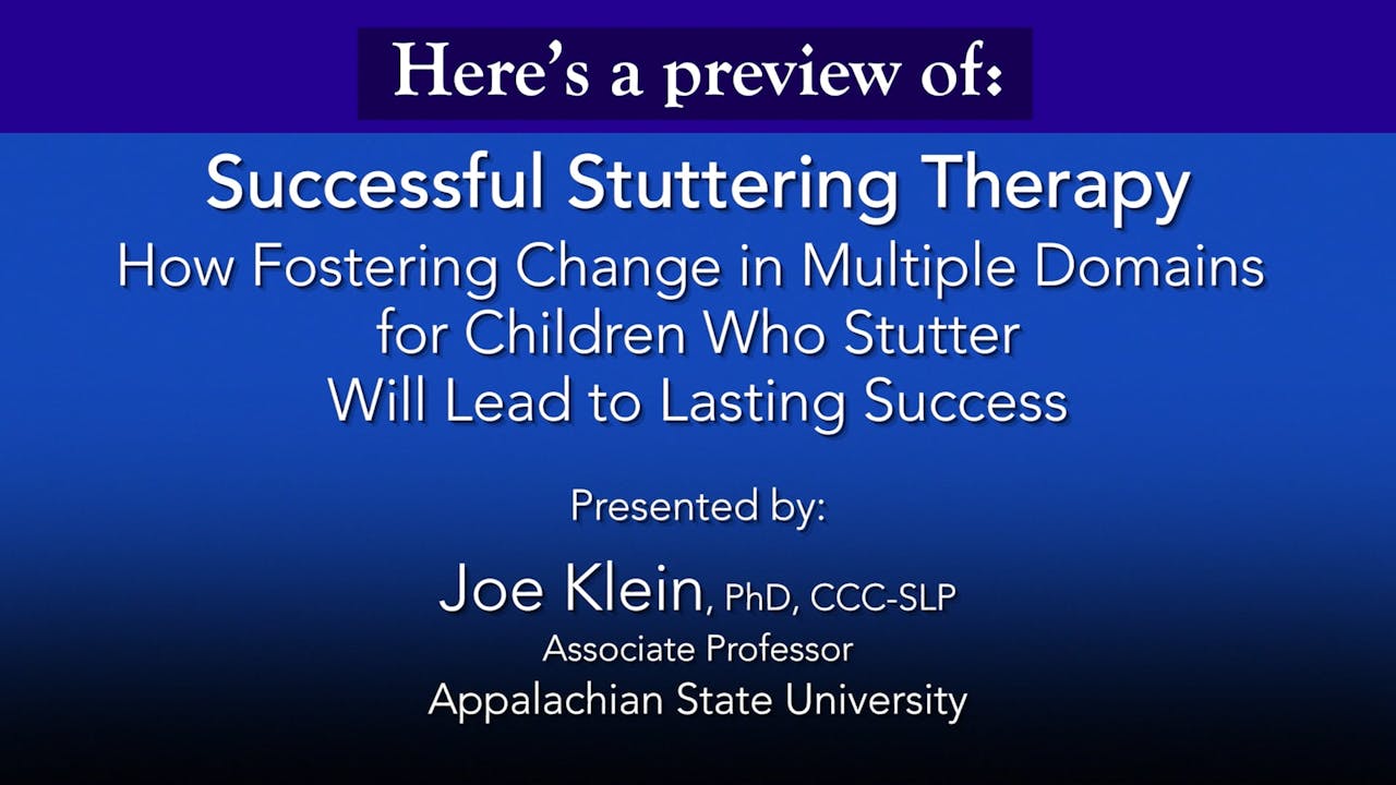 Klein_Successful Stuttering Therapy_PREVIEW CLIP - The Stuttering Foundation