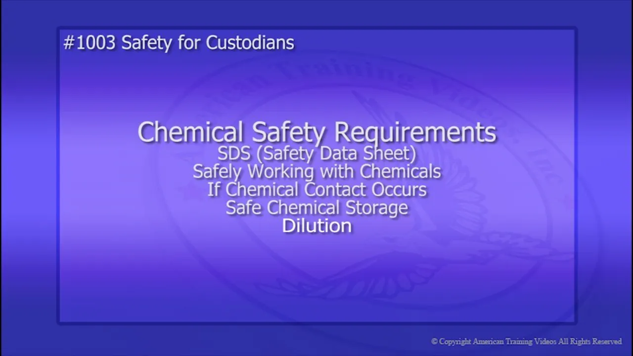 Chemical Safety Requirements - Safety for Custodians - Short clips ...