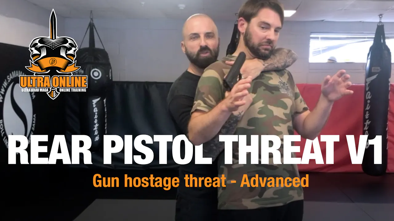 Rear Pistol Disarm when being held Hostage 1 - Ultra Krav Maga Online